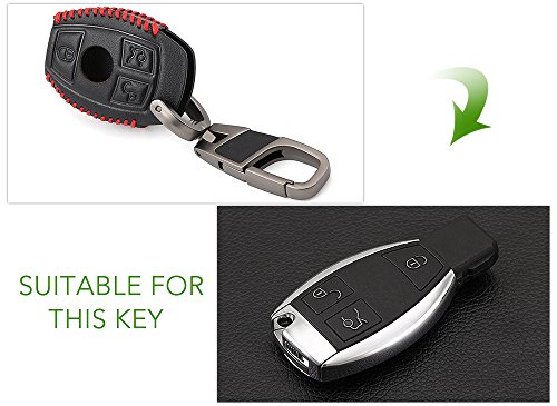 Smart 3button Leather Key Cover Bag Fob Shell Car Key Cases Fit For Mercedes Benz W203 W205 W210 W211 W212 W124 Accessories Red