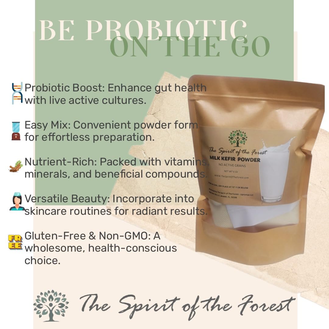 Milk Kefir Powder Ready To Use No Maintenance - Live Active Probiotic Cultures - Non GMO Gluten Free - Health Starter - Leche de Bulgaros en Polvo (Large Pack 10 Oz)