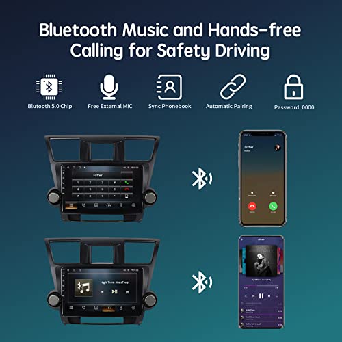 Wireless Apple Play Car Stereo with Bluetooth, ViaBecs 6GB 128GB 10.2 Inch Touchscreen Radio for Toyota Highlander 2008-2013 Android Auto Head Unit Support GPS Navigation, 5GHz WiFi, SWC, AM FM Radio