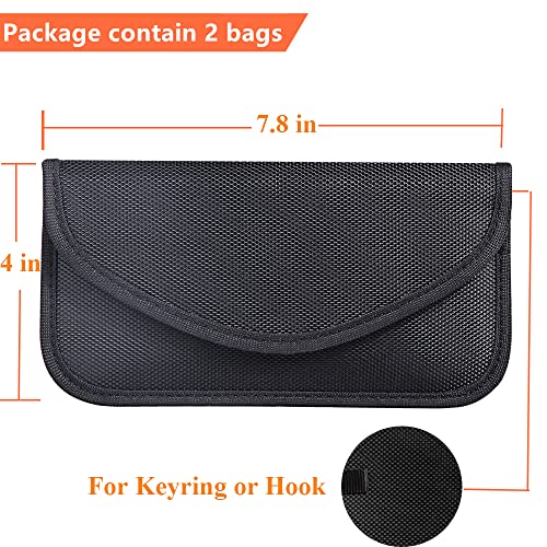 Faraday Bag(2 Pack),RFID Signal Blocking Bag Shielding Pouch Wallet Case for Cell Phone Privacy Protection and Car Key FOB, Anti-Tracking Anti-Spying(Black)