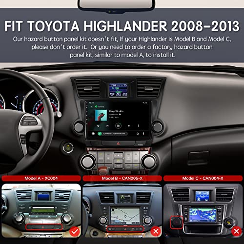 Wireless Apple Play Car Stereo with Bluetooth, ViaBecs 6GB 128GB 10.2 Inch Touchscreen Radio for Toyota Highlander 2008-2013 Android Auto Head Unit Support GPS Navigation, 5GHz WiFi, SWC, AM FM Radio