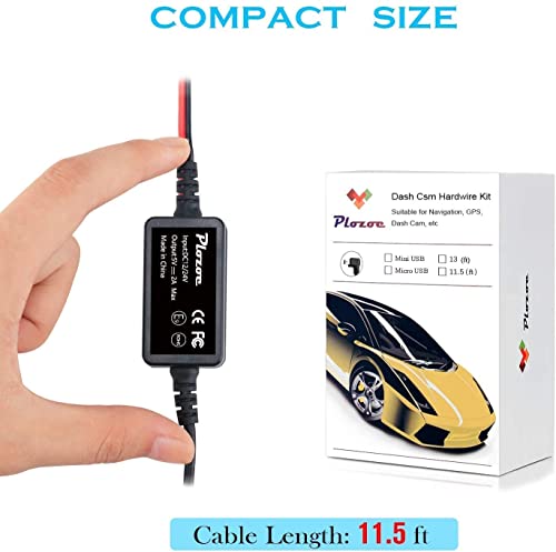 Dash Cam Hardwire Kit,USB C Hard Wire Kit Fuse for Dashcam, Plozoe 12V-24V to 5V Car Dash Camera Charger Power Cord, Gift 4 Fuse Tap Cable and Installation Tool(11.5ft)
