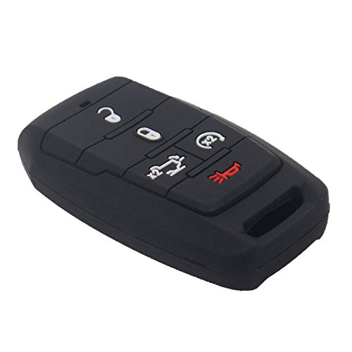 LemSa 2 Pack Keyless Entry Remote Car Smart Key Fob Outer Shell Cover Soft Rubber Protective Case for 2021 2020 2019 Dodge Ram 1500 68291690, Black Pink