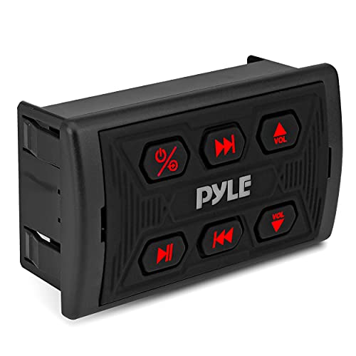 Pyle Car Wireless Bluetooth Audio Controller - Bluetooth Media Button IPX6 Waterproof Rated Marine Receiver Remote Control w/USB, AUX - for Car Truck Boat Marine PowerSport Vehicles - Pyle PLMRBTSQ1