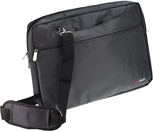 Navitech Black Sleek Water Resistant Travel Bag - Compatible with Philips PD90 16 9" Dual Portable DVD Player