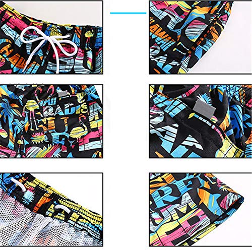 Andongnywell Women's Casual Shorts Quick-Drying Printed Waterproof Beach Pants Mini Pants Short Trousers (Multicolor 1,Large)