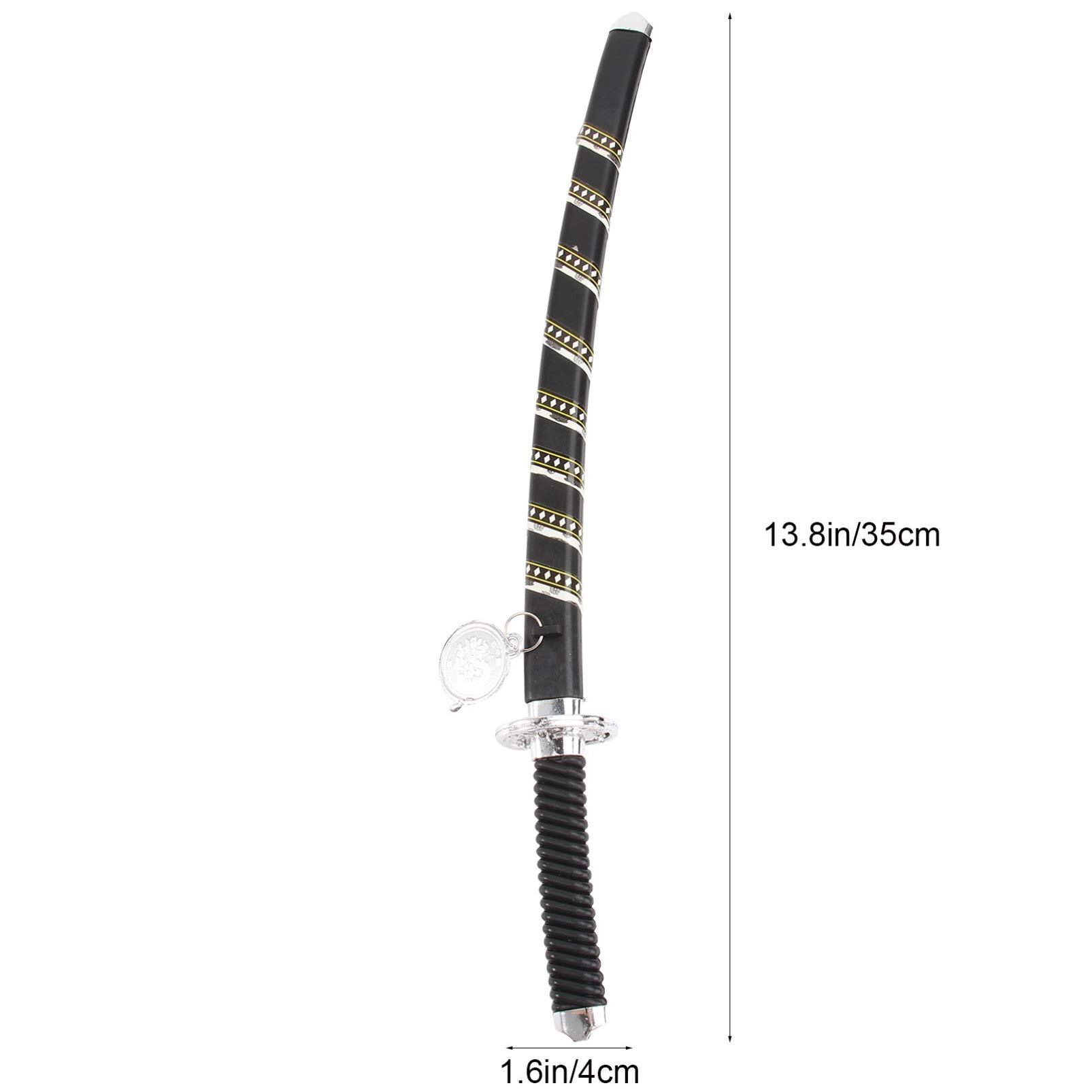 Amosfun Sword Katana Slayer Samurai-1 Pc Plastic Lightweight Japanese Samurai Toy Sword Childrens Toy Props Black Samurai Sword for Halloween Dress Up (Small Size)