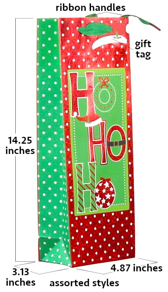 Iconikal Heavy-Duty Christmas Wine Bottle Gift Bags 16-Pack