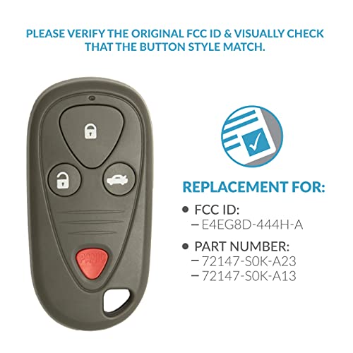 Keyless2Go Replacement for 4 Button Remote Key Fob Acura E4EG8D-444H-A 72147-S0K-A13 72147-S0K-A23
