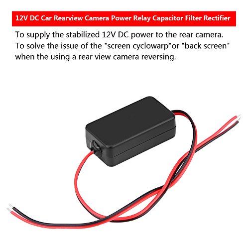 Qiilu Car Rear View Camera Rectifier 12V DC Car Rearview Camera Power Relay Capacitor Backup Camera Filter Rectifier