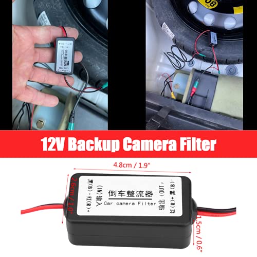 Qiilu Car Rear View Camera Rectifier 12V DC Car Rearview Camera Power Relay Capacitor Backup Camera Filter Rectifier