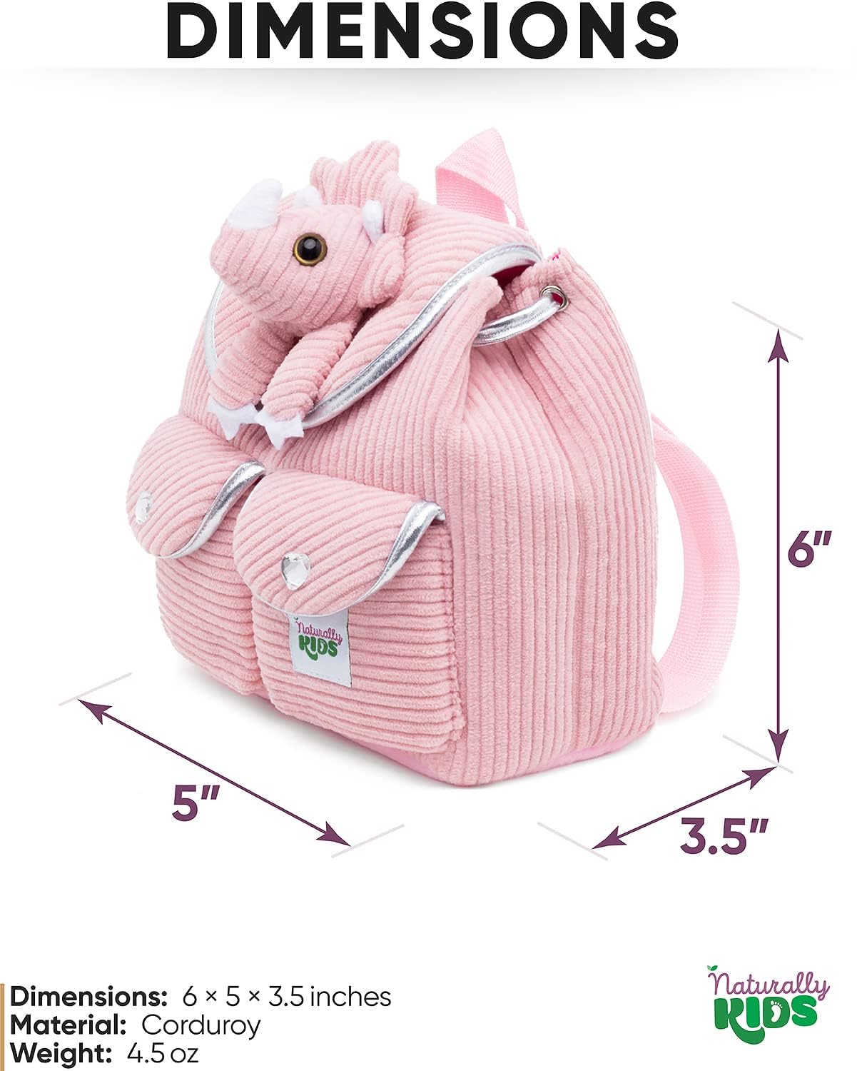 Pink Dinosaur Triceratops Mini Backpack for Kids, Mini Backpack for Toddler Girls, Gift for 2 3 4 5 Year Old Girl Boy