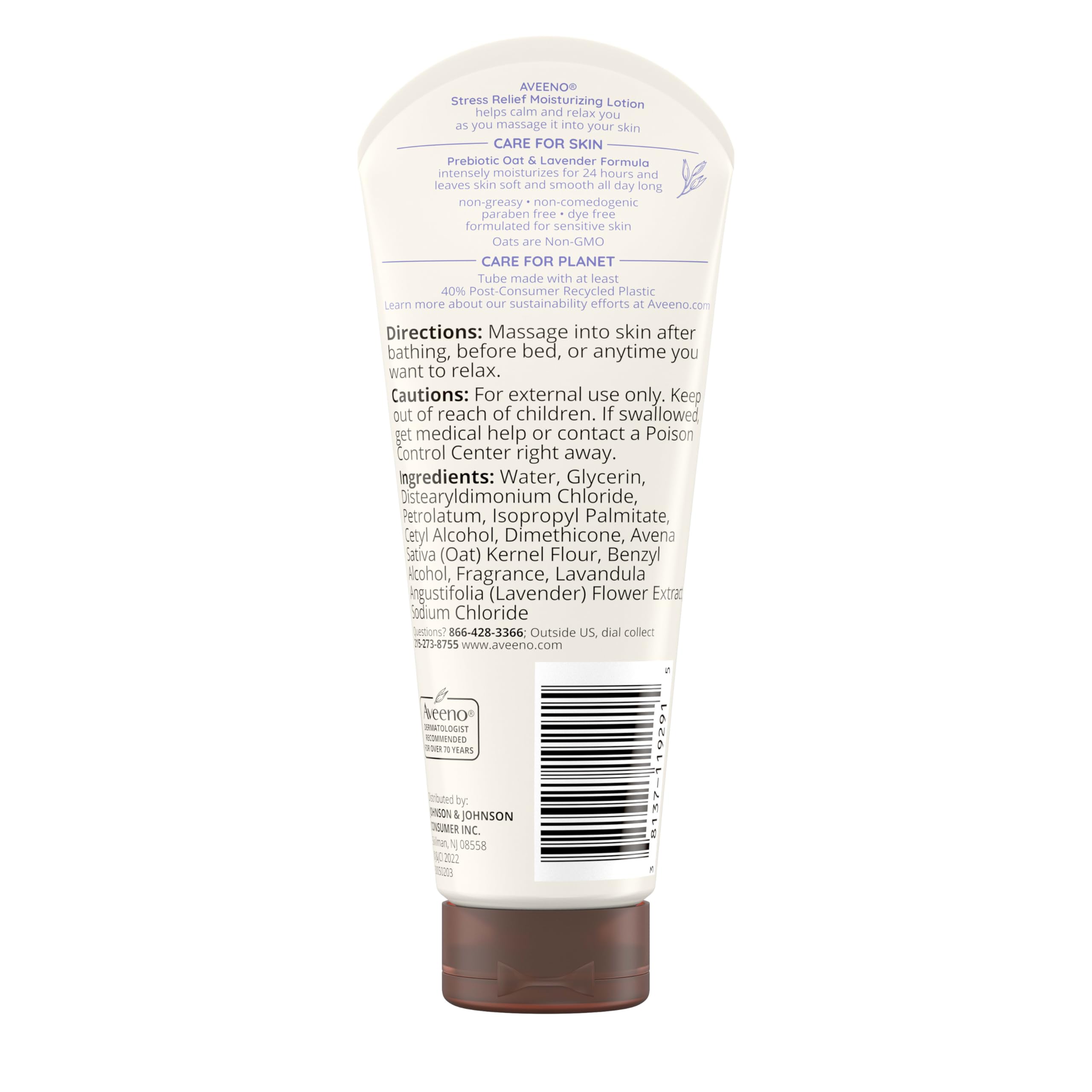 Aveeno Stress Relief Moisturizing Body Lotion with Lavender Scent & Prebiotic Oat to Calm & Relax, Non-Greasy, TSA-Approved Travel Size, 2.5 fl. oz, 12 Pack