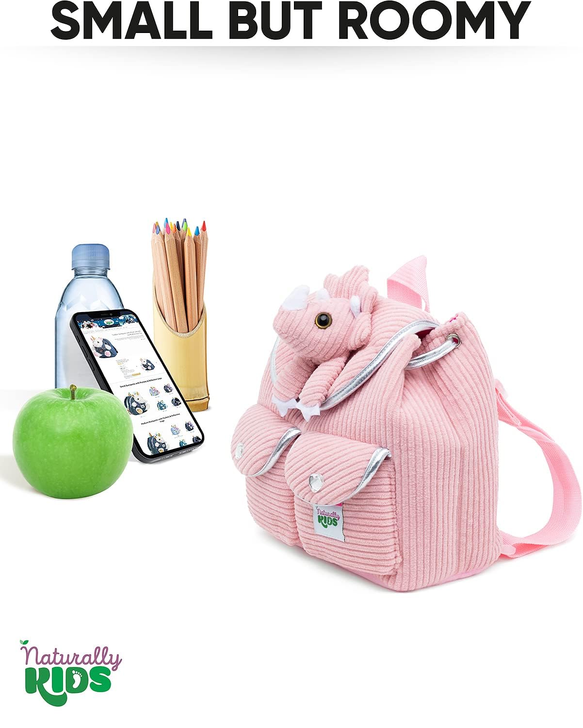 Pink Dinosaur Triceratops Mini Backpack for Kids, Mini Backpack for Toddler Girls, Gift for 2 3 4 5 Year Old Girl Boy