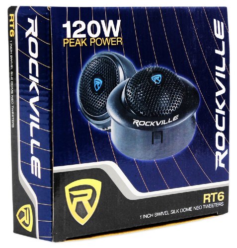 Pair Rockville RT6 240 Watt Car 1" Silk Dome Neo Swivel Tweeters+Crossovers , Black