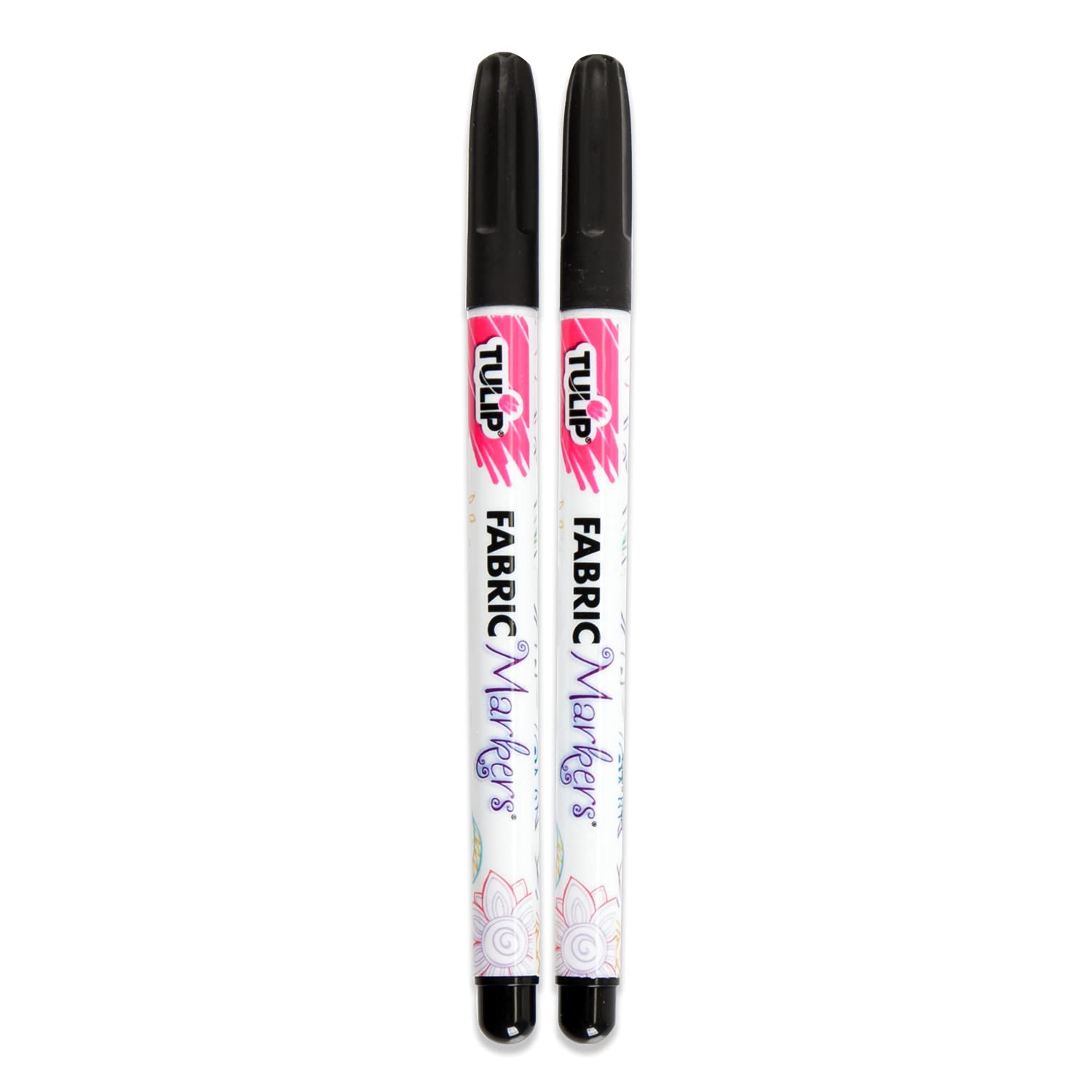 Tulip Permanent Nontoxic Fabric Markers Black 2 Pack - Laundry Markers, Fine Bullet Tip, Child Safe, Minimal Bleed & Fast Drying - Premium Quality for T-shirts, Clothes, Shoes, Bags & Other Fabric Materials