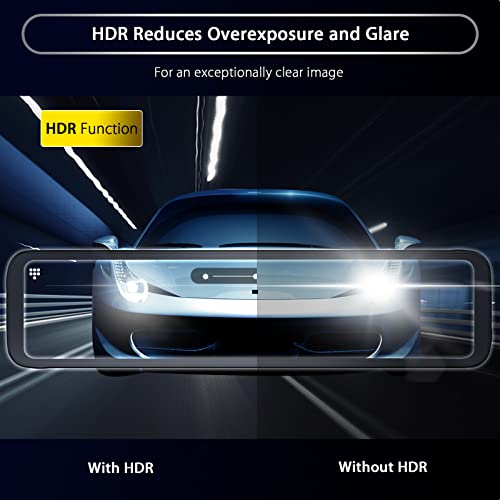 NexiGo D80 2.5K Mirror Dash Cam Front and Rear with Sony IMX335 STARVIS Sensor, 12 Inch Full Touch Screen, Super Night Vision, Emergency Recording, Waterproof Rearview Camera, Parking Assistance