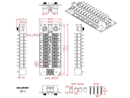 20Amp 2x10 Position Barrier Terminal Block Distribution Module for AC DC