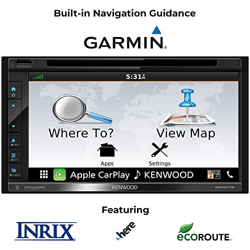KENWOOD DNX577S 6.8" DVD Car Stereo, Garmin Navigation Built in, Inrix Traffic Service, CarPlay and Android Auto, Bluetooth, Four Camera Inputs