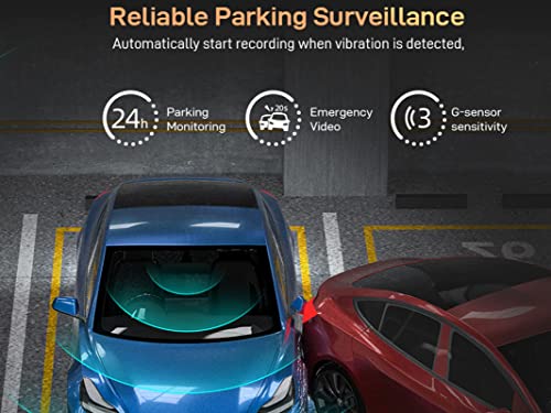 2.5K 12 inches UHD Mirror Dash Cam Front and Rear Camera, GPS Rearview Mirror Camera for Cars & Trucks with IPS Touch Screen, Enhanced Night Vision, Waterproof Backup Camera, Emergency Lock, black