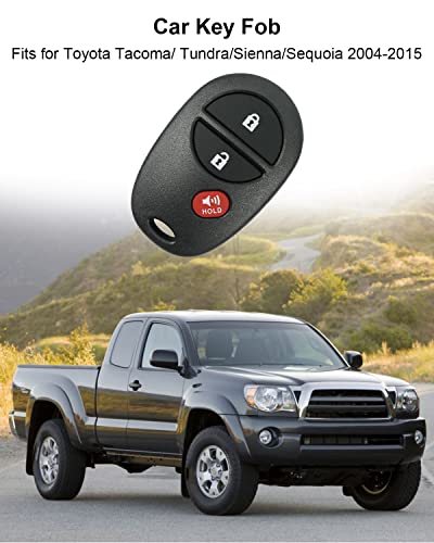 Key Fob Keyless Entry Remote fits for Tacoma Tundra Sienna Sequoia Highlander 2004-2015 Replacement Remote Control 3 Buttons Car Key FCC: GQ43VT20T-2 Packs Set of 2