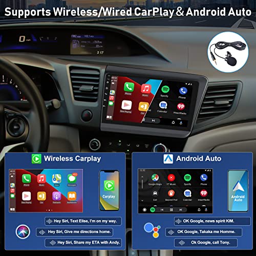 Android 2G+32G Car Stereo for Honda Civic 2012 2013 2014 2015 with GPS Navigation 9 inch HD Touchscreen Car Radio with Bluetooth FM in Dadh Head Unit with WiFi Mirror Link EQ Subwoofer Backup Camera …