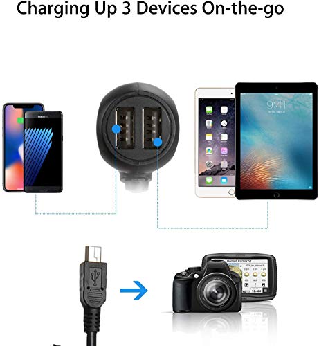 Dash Cam Charger, Dosili car Dash cam USB Power Cord, Micro USB & Mini USB Cable, for Dash Camera and GPS Charger Power Cord(11.5ft)