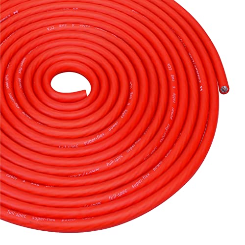 Conext Link 25 ft Red 4 Gauge Amplifier Power Ground Wire 25 Feet 4 GA AWG Amp Cable Roll (10846)