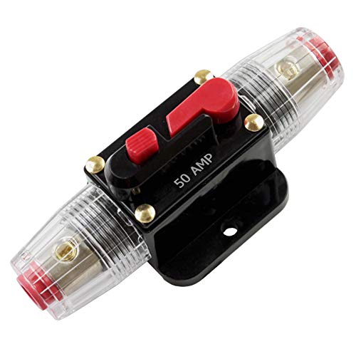 Car Stereo Audio 12V Circuit Breaker Fuse Inline Fits 4 8 Gauge Wire 50 Amp