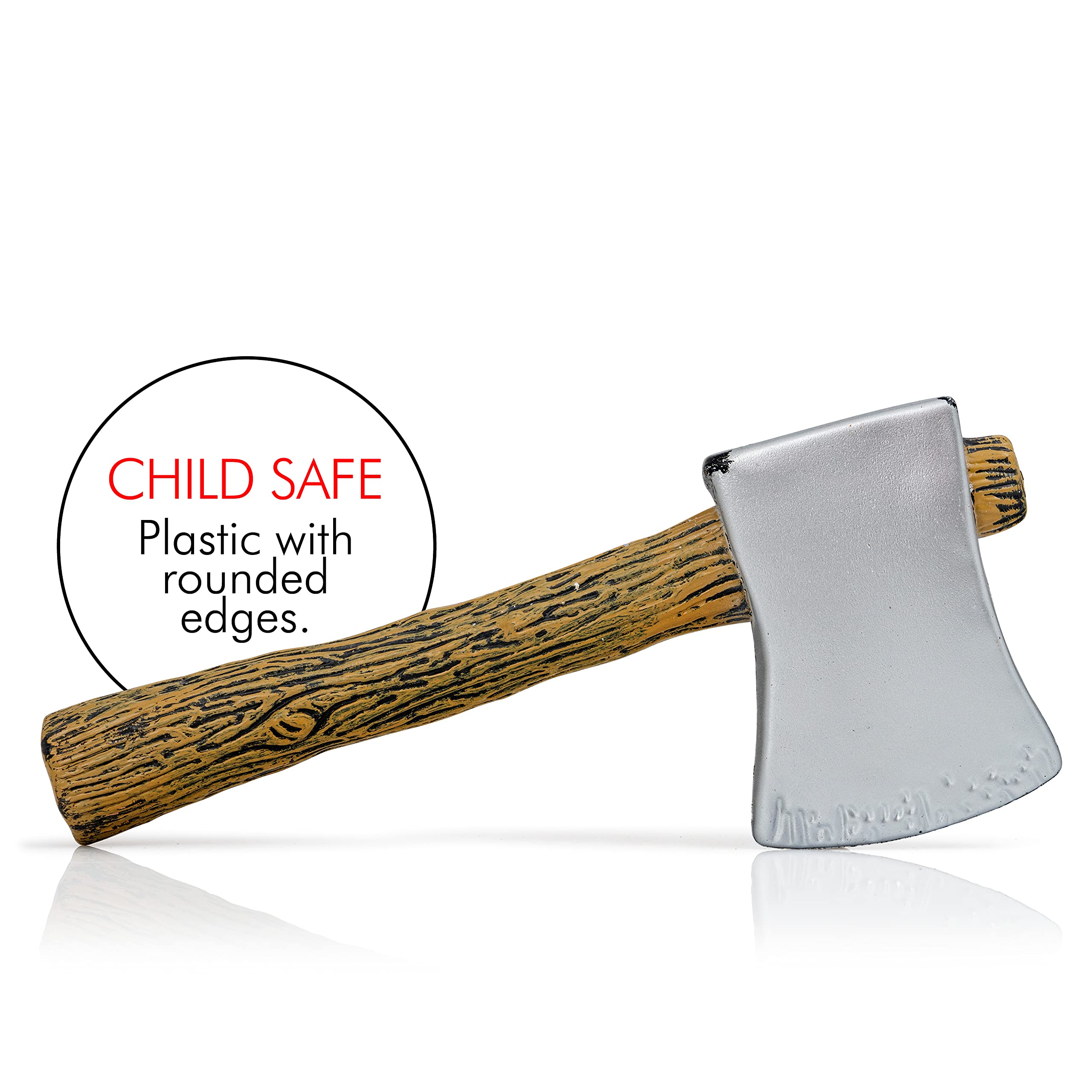 Skeleteen Realistic Hatchet Axe Toy - Wood Look Lumberjack Props Costume Accessories with Fake Tin Blade