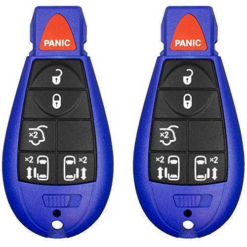 2 New Blue Keyless Entry 6 Buttons Remote Start Car Key Fob M3N5WY783X, IYZ-C01C For Town Country Dodge Grand Caravan Volkswagen Routan