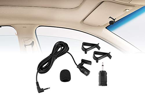 Car Microphone 3.5mm, Car Radio Mic Replacement for Pioneer Kenwood Boss JVC Sony Jensen Alpine Bluetooth Stereo Vehicle Head Unit Enabled Audio GPS DVD - External Hands Free Assembly Mike