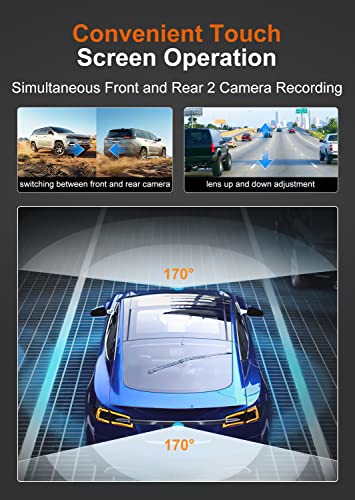 ThiEYE 4K Mirror Dash Camera 10'' Touch Screen, Carview 4 Dual Dash Cameras Front and Rear Lens,Super Night Vision,Parking Monitoring,Reversing Assistance, Voice Control & GPS