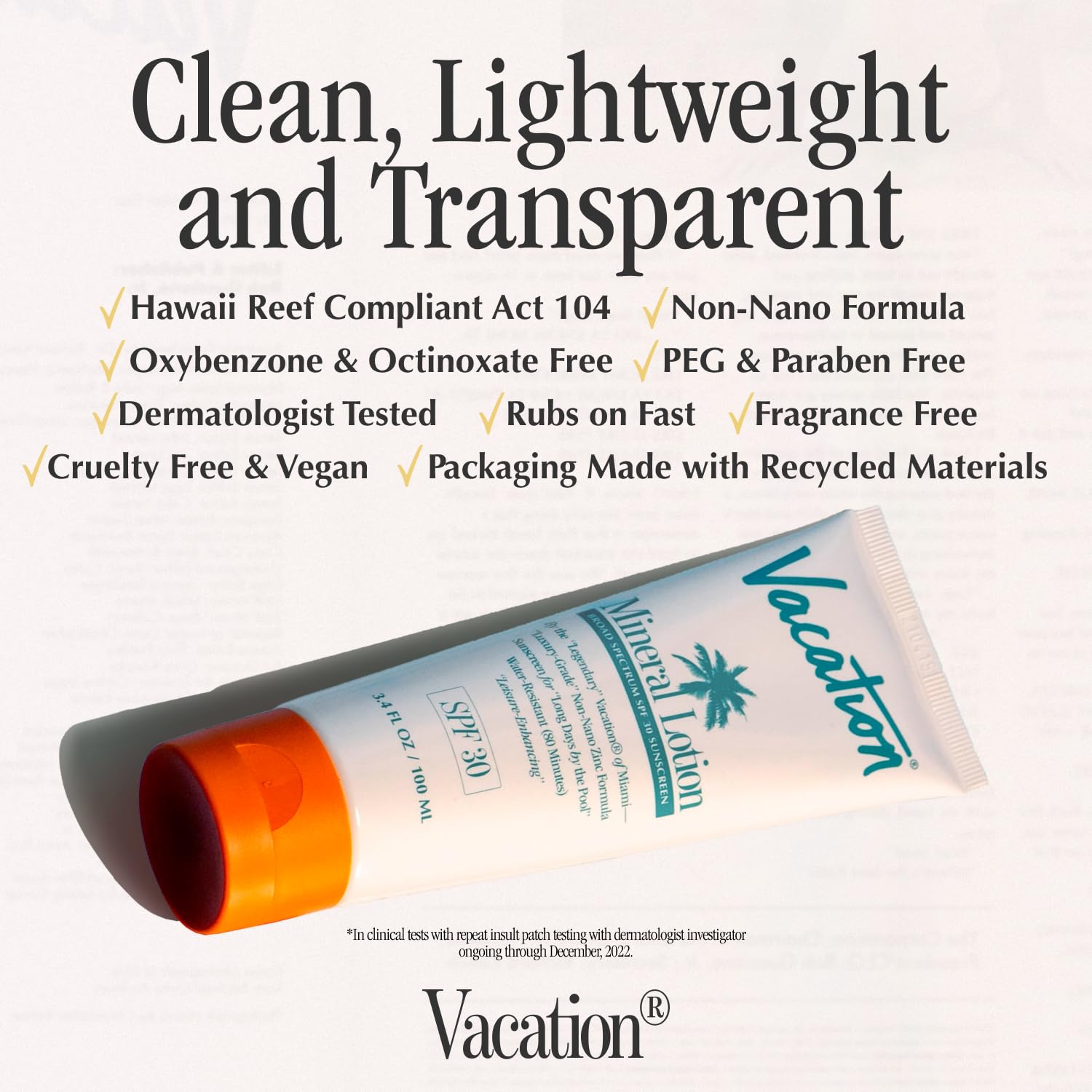 Vacation Mineral Lotion Sunscreen SPF 30 & Air Freshener Bundle, Non-Nano Zinc Oxide Formula, No White Cast, Water-Resistant, Dermatologist-Tested, Vegan, Travel Size, 3.4 Fl. Oz.