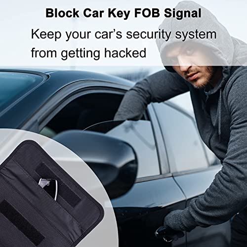 Wisdompro Faraday Bag, RFID Signal Blocking Bag Shielding Cage Pouch Wallet Case for Cell Phone Privacy Protection and Car Key FOB, Anti-Tracking, Anti-Spying Case Blocker - Black