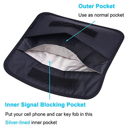 Wisdompro Faraday Bag, RFID Signal Blocking Bag Shielding Cage Pouch Wallet Case for Cell Phone Privacy Protection and Car Key FOB, Anti-Tracking, Anti-Spying Case Blocker - Black