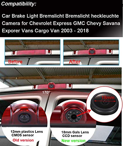 Navinio Super HD 1280*720 Pixels Car Third Roof Top Mount Brake Lamp Camera Brake Light Rear View Backup Camera for Chevrolet Express GMC Savana Vans Exporer Vans Cargo Reverse Parking Camera
