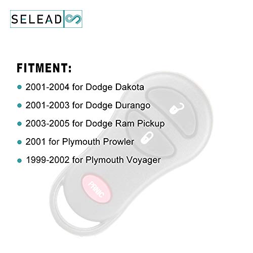 SELEAD Flip Key Fob 3 Buttons Keyless Entry Remote fit for 1999-2005 Prowler Voyager Dodge Caravan Dakota Durango Ram Pickup Antitheft Keyless Entry Systems GQ43VT17T-1 1pc US Stock