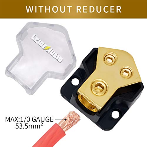 LEIGESAUDIO 0/2/4 Gauge in 4/8 Gauge AWG Out Amp Power Distribution Block for Car Audio Splitter-2 Way（2 Pack）