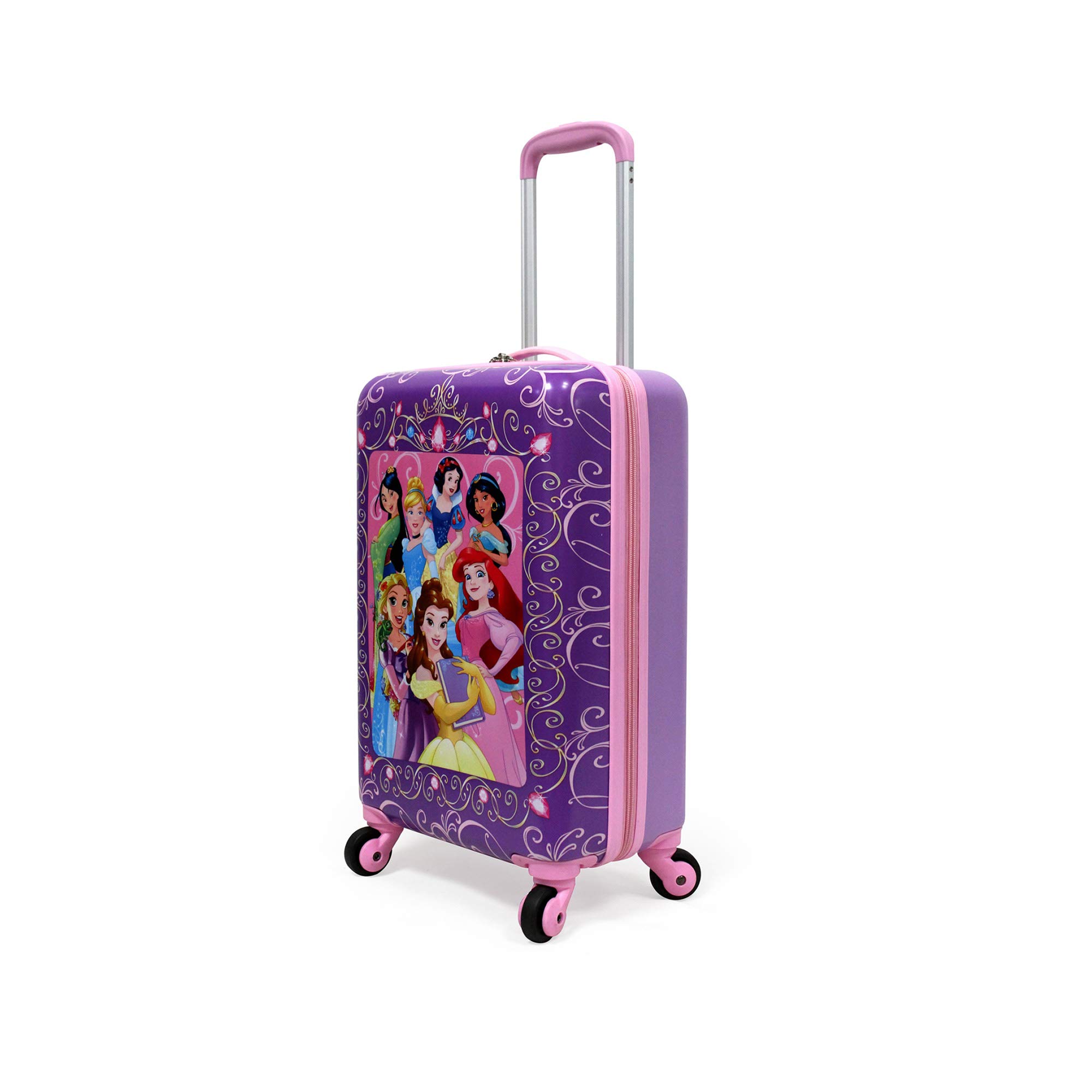 luggage 20 inch Disney Princess Hard-Sided Rolling Spinners Carry-On Tween Travel Trolley Suitcase for Kids