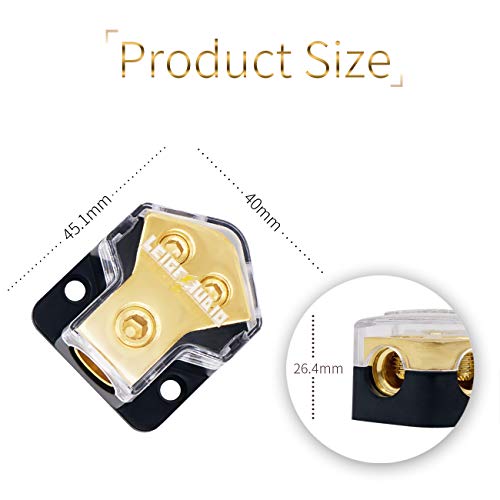 LEIGESAUDIO 0/2/4 Gauge in 4/8 Gauge AWG Out Amp Power Distribution Block for Car Audio Splitter-2 Way（2 Pack）