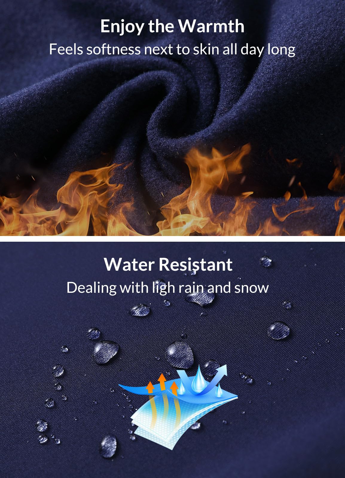 BALEAF Women's Fleece Lined Pants High Waisted Sweatpants Winter Thermal Leggings Ski Hiking Joggers 2 Pack Black/Blue M