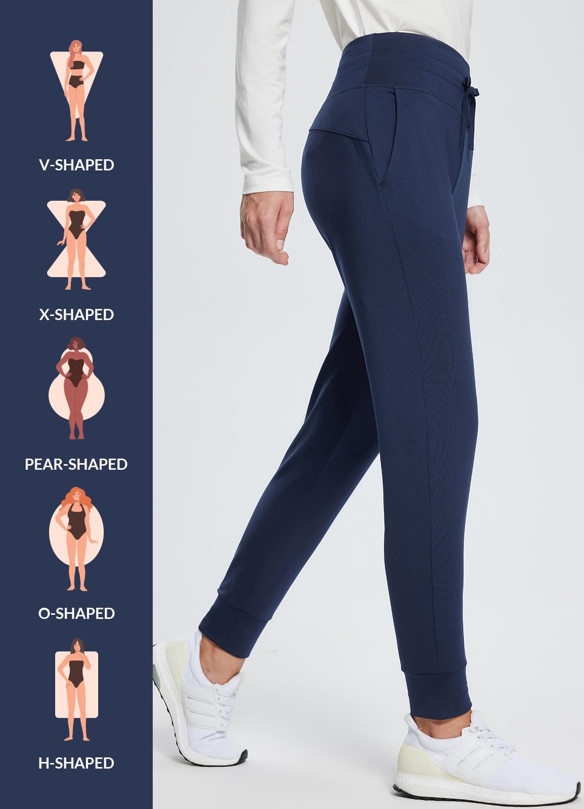 BALEAF Women's Fleece Lined Pants High Waisted Sweatpants Winter Thermal Leggings Ski Hiking Joggers 2 Pack Black/Blue M