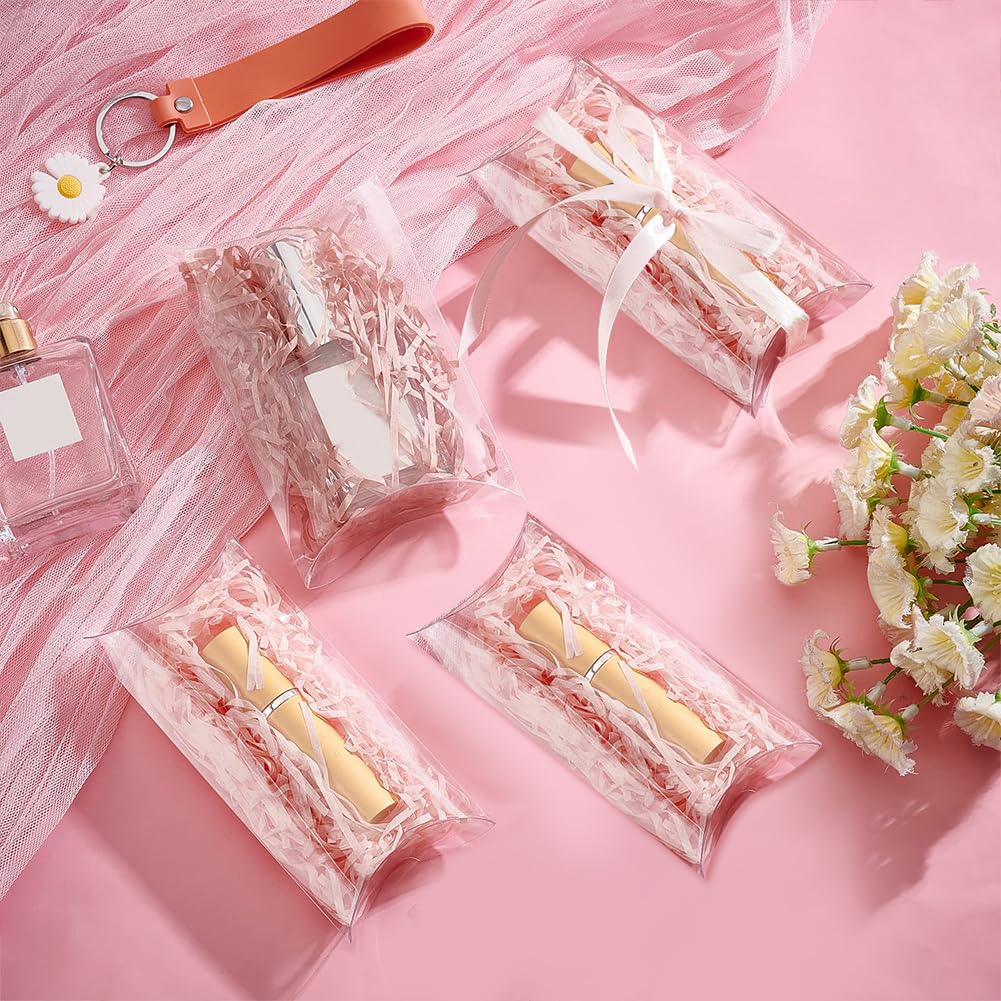 BENECREAT 30 Packs Clear Plastic Pillow Favor Box Candy Treat Gift Box for Wedding Party Packing Box, Over Size - 5.5x2.5x1