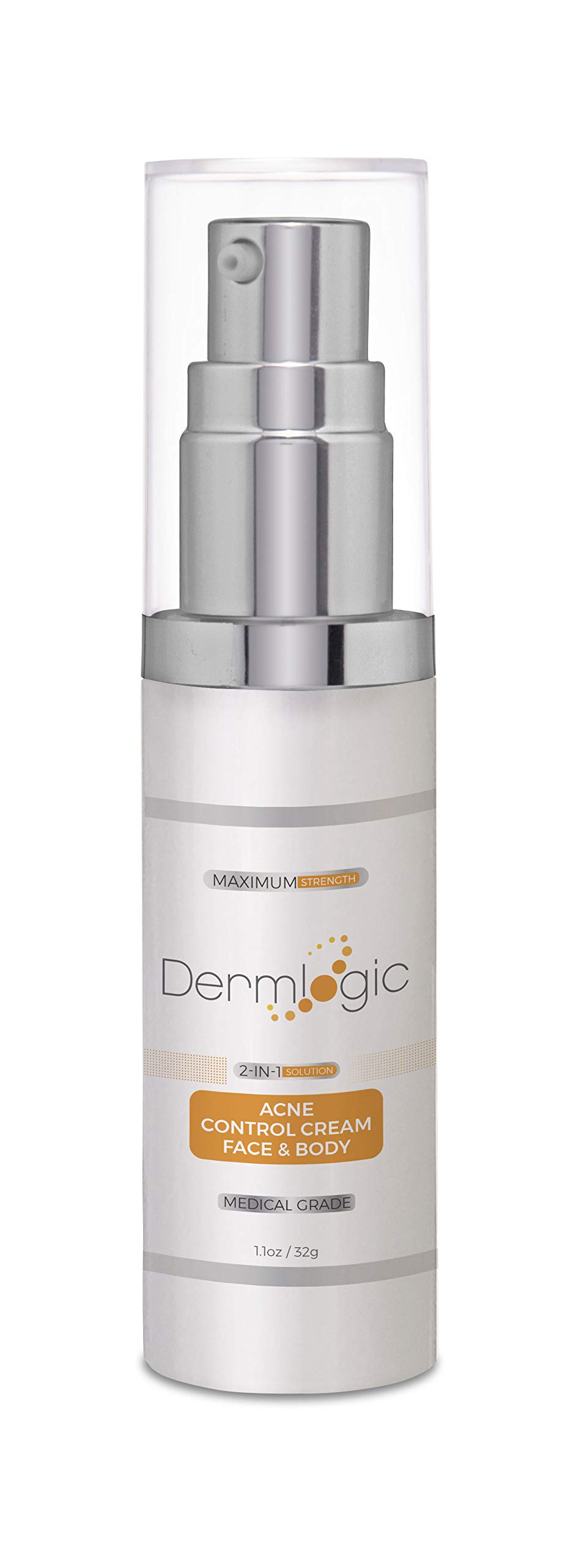 Dermlogic Acne Face & Body Cream- Maximum Strength Treatment for Cystic, Blackhead & Whitehead Pimples. Prevents Future Breakouts.
