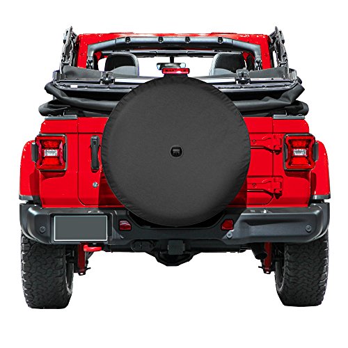 Boomerang - 32" Soft JL Tire Cover for Jeep Wrangler JL (with Back-up Camera) - Sport & Sahara (2018-2021) - Black Denim Vinyl - Integrated Camera Hood