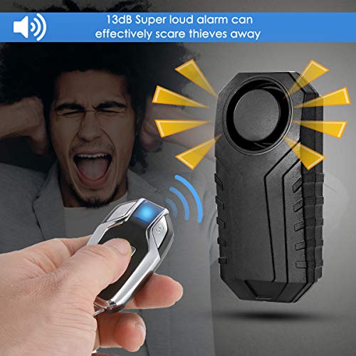 SOONHUA Wireless Motorcycle Bike Alarm, Anti-Theft Security Motorcycle Alarm with Remote Control Waterproof Vibration Sensor Bicycle Alarm 113dB Super Loud Adjustable Sensitivity