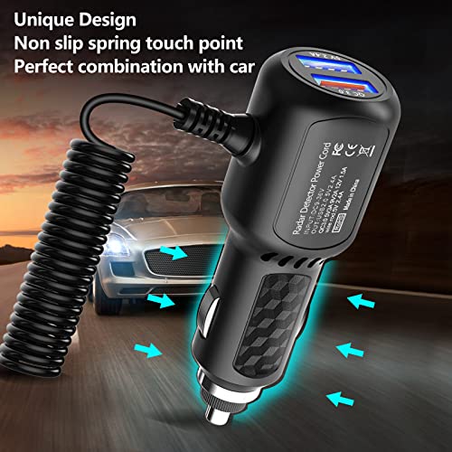 Radar Detector Power Cord,for Uniden Escort Valentine Beltronics Passport Cobra etc Radar Detector,with Dual USB QC3.0 Quick Charger (RJ11)
