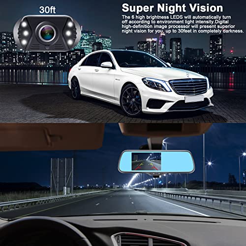 Rohent Backup Camera for Car HD 1080P 5 Inch Monitor Rear View Mirror Camera System Easy Installation Waterproof Real Night Vision for Truck Minivan SUV N01
