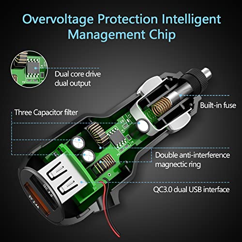Radar Detector Power Cord,for Uniden Escort Valentine Beltronics Passport Cobra etc Radar Detector,with Dual USB QC3.0 Quick Charger (RJ11)
